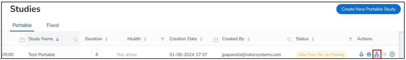 How do I set up the data flow for a portable study?